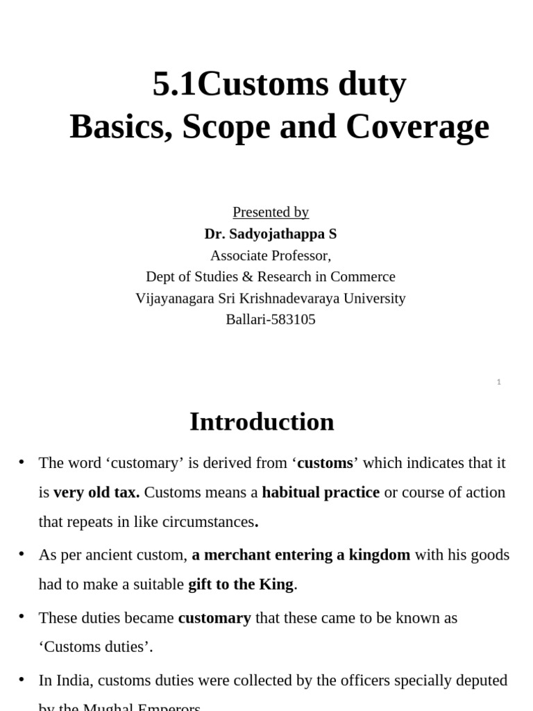 Overview of Customs Duty in India | PDF | Customs | Tariff