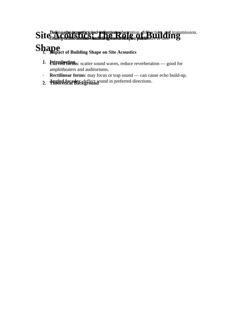 Site Acoustics Building Shape (Outline) | PDF | Acoustics | Reflection ...