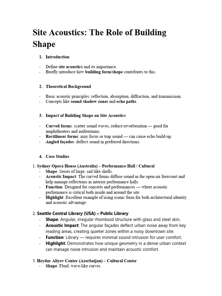 Site Acoustics - Building Shape (Outline) | PDF | Acoustics ...