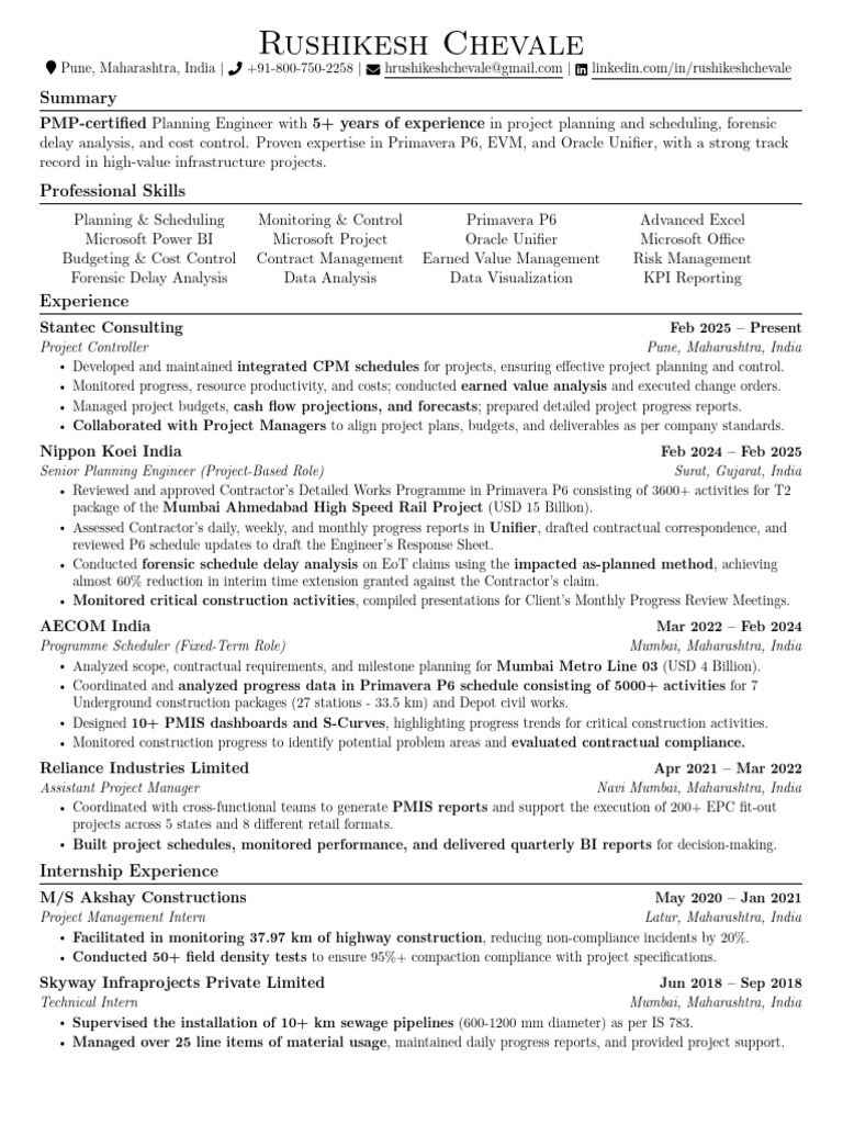 Rushikesh Chevale, PMP - Resume | PDF