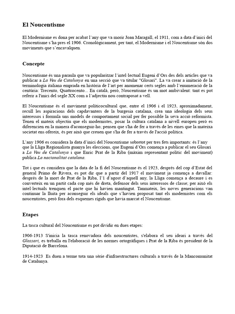 El Noucentisme | PDF