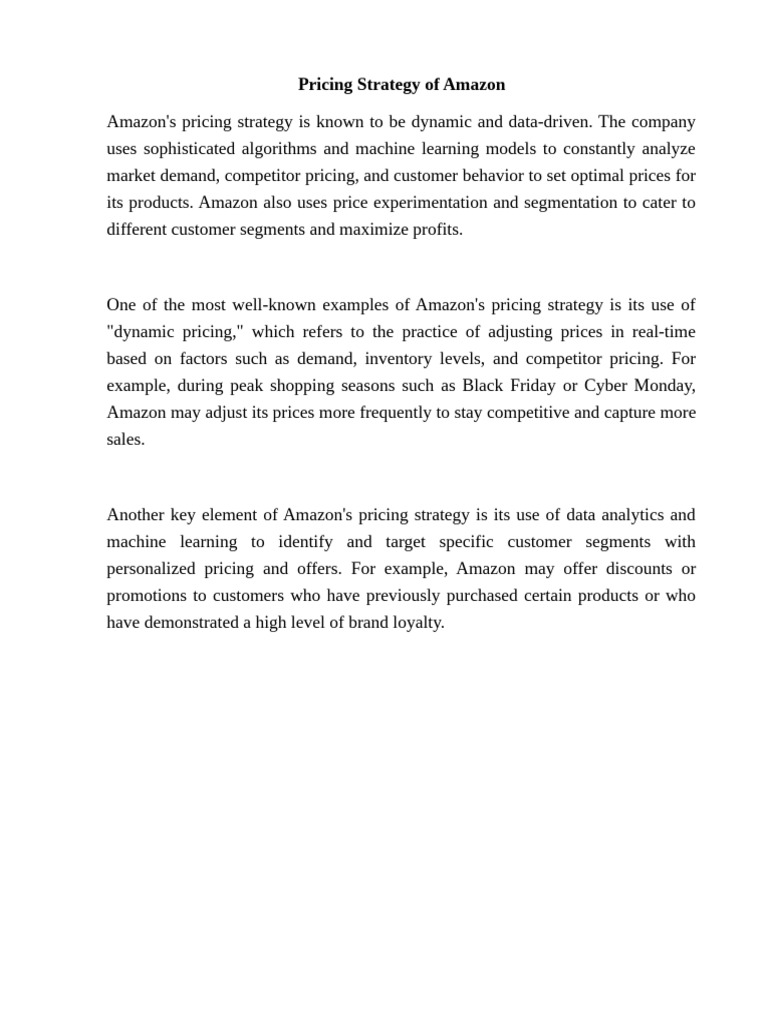 Amazon's Dynamic Pricing Strategy | PDF