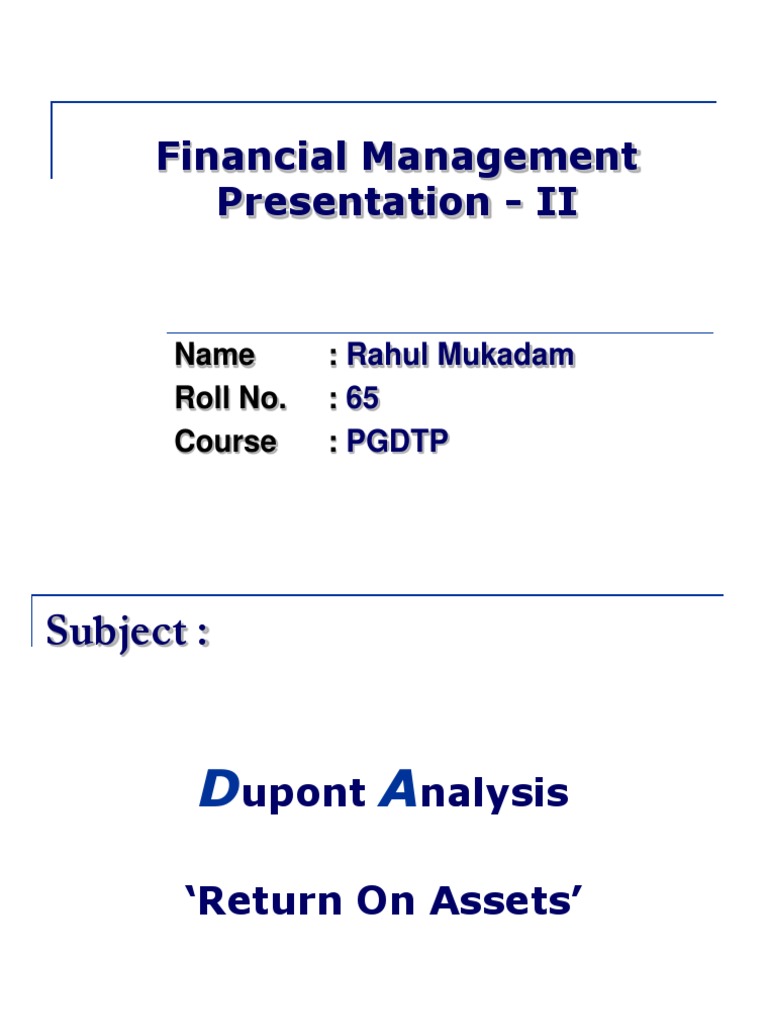 Understanding Dupont Analysis and ROA | PDF | Revenue | Profit (Accounting)