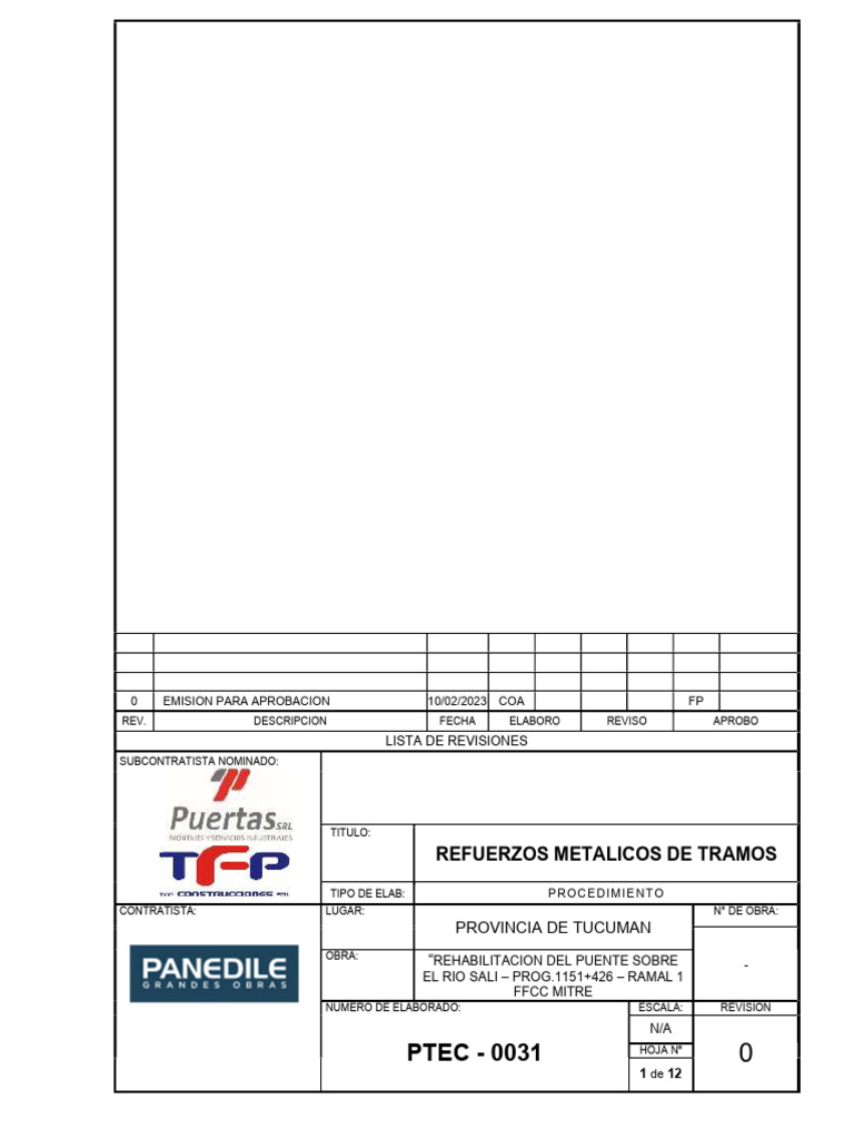 PTEC-0031 Rev.0 - Refuerzos Metalicos | PDF | Materiales