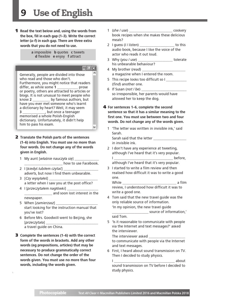 All Clear kl8 TRF Use of English U9 | PDF | Human Communication | Communication