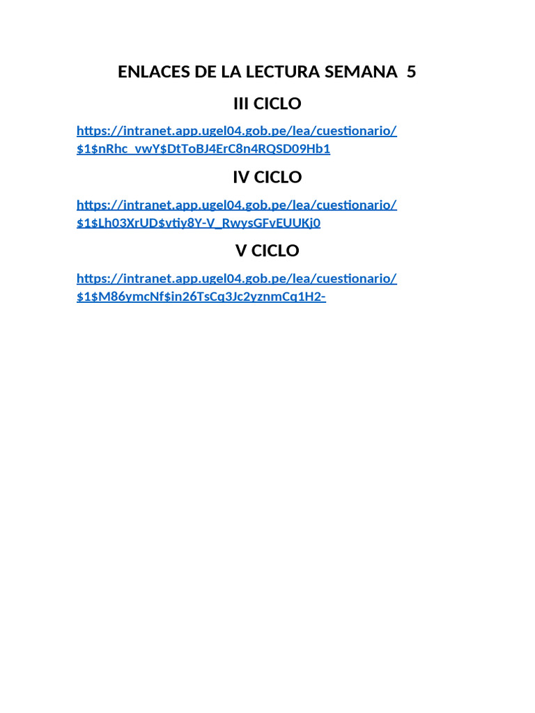 Enlaces de La Lectura Semana 5 | PDF