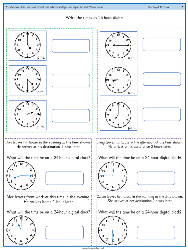 Read Write and Convert Time Between Analogue and Digital 12 and 24 Hour ...