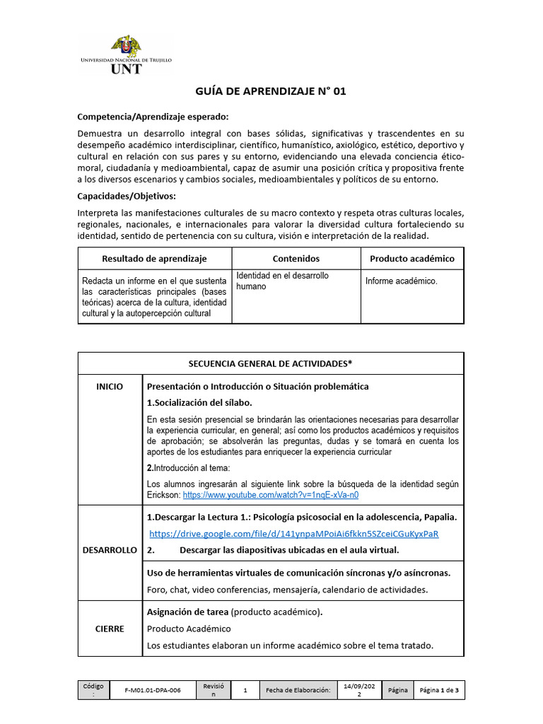Guía de Aprendizaje #01 | PDF | Aprendizaje | Ciencias del comportamiento