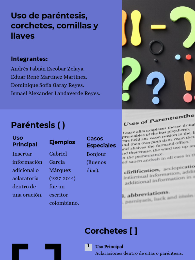 Uso de paréntesis, corchetes y llaves | PDF