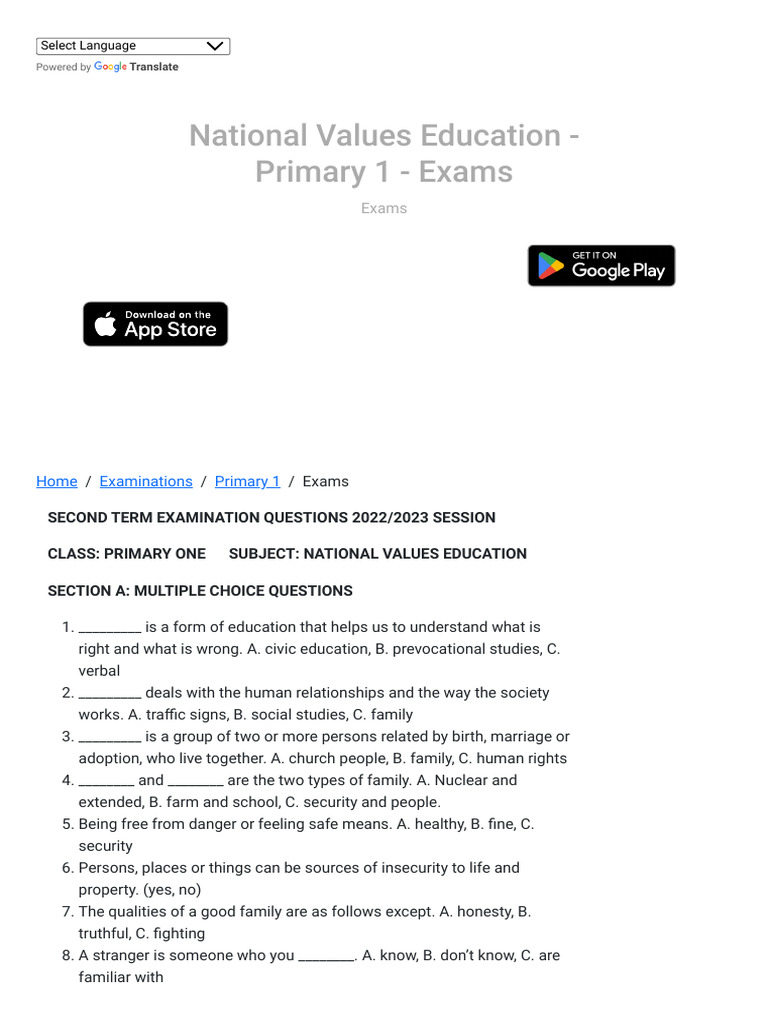 Https Lessonotes - Com Examinations v2 Primary-1 Examination-Que | PDF