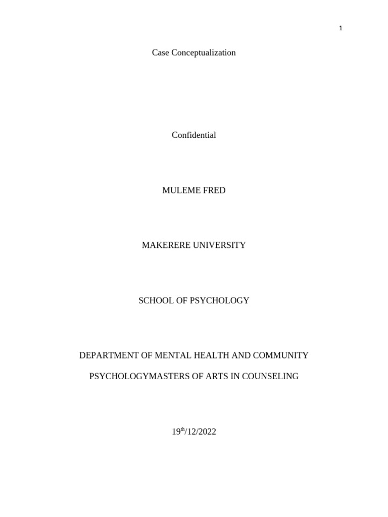 Counselling Case Conceptualization | PDF | Anger | Psychotherapy