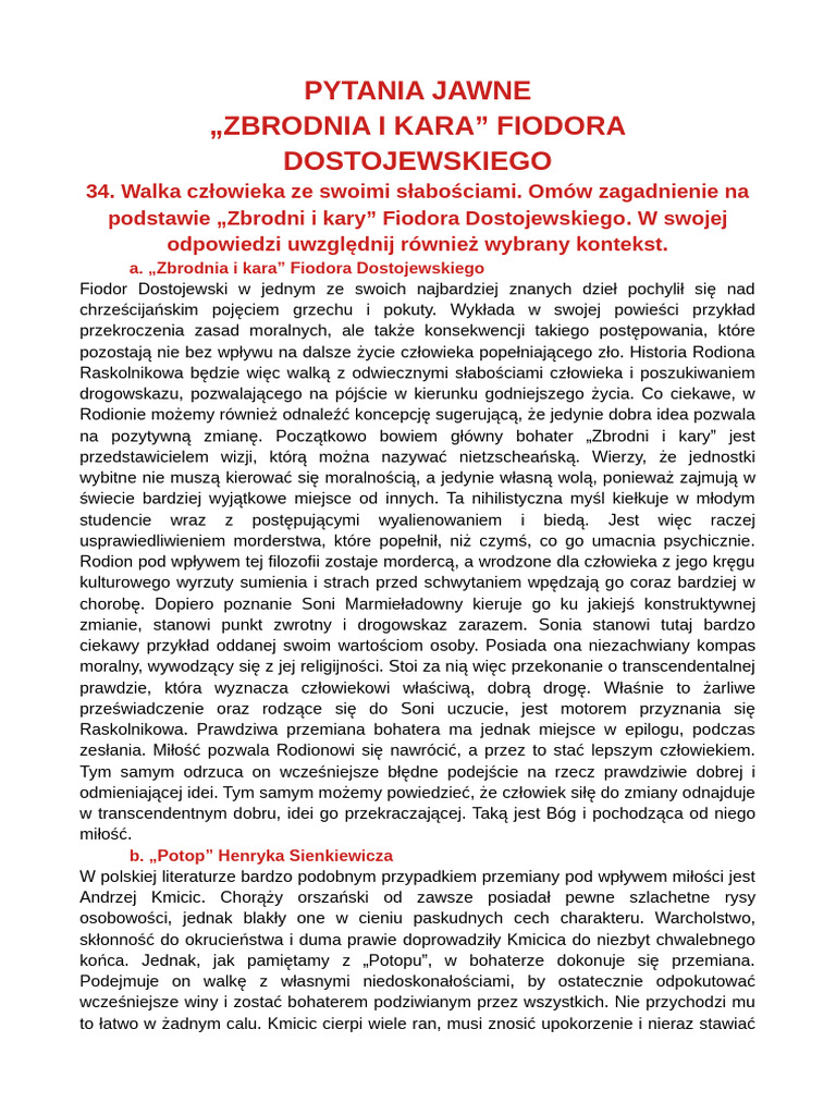 Pytania Jawne (Zbrodnia I Kara) | PDF