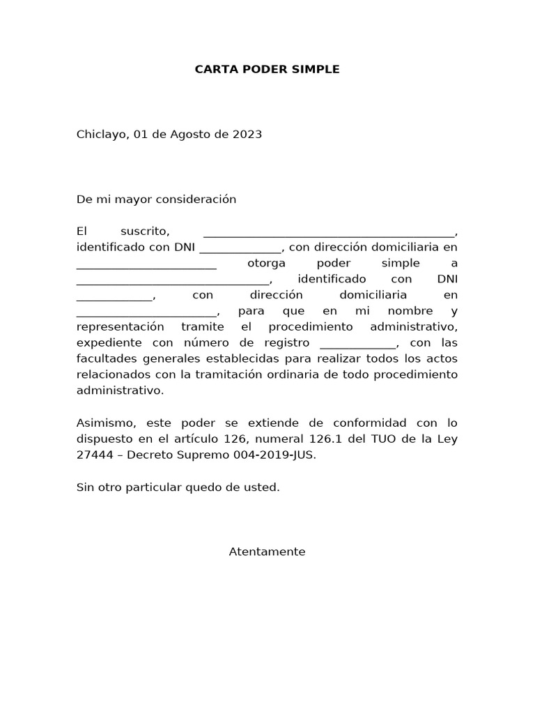 Carta Poder Simple | PDF