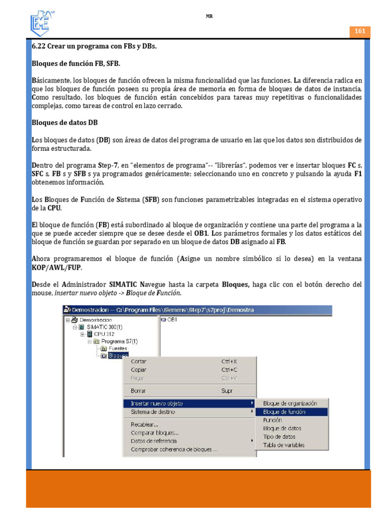 Programación de FB y DB en PLC | PDF | Lenguaje de programación ...