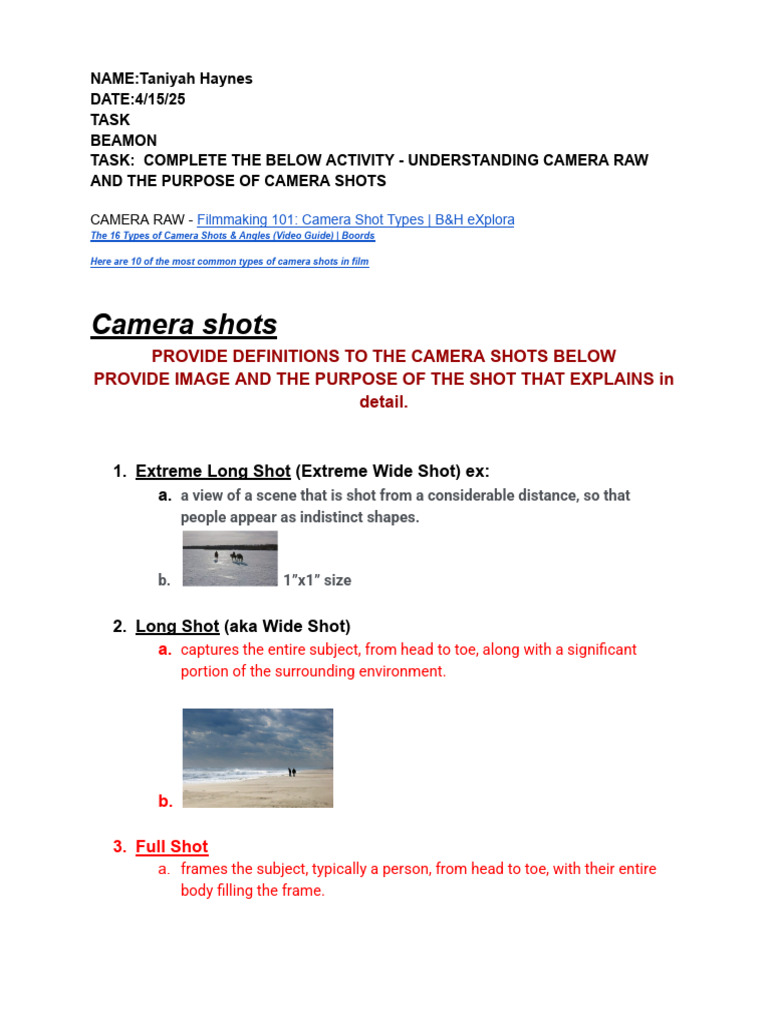 Camera Shots FIND DEFINITION | PDF | Imaging | Filmmaking