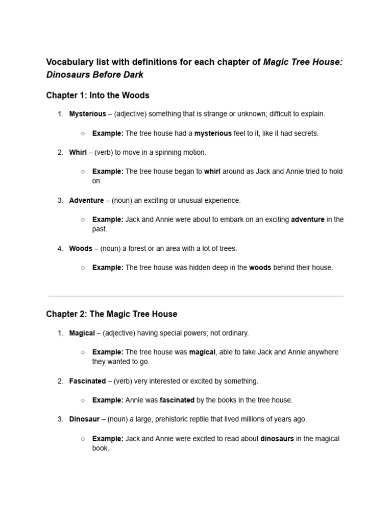 Dinosaurs Before Dark Vocabulary List | PDF | Tyrannosaurus | Claw