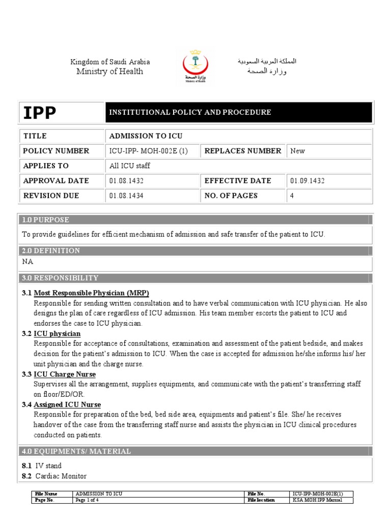 Admission to ICU | Intensive Care Unit | Patient