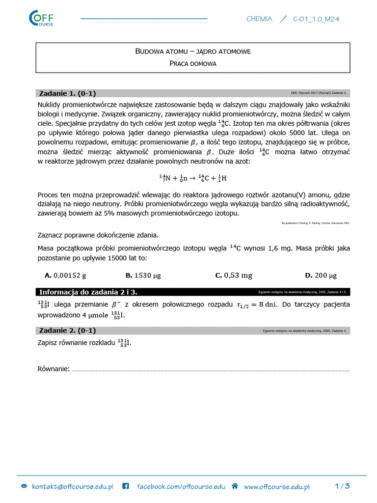 C 1.0 01 M24 PD Budowa Atomu - Jadro Atomowe | PDF