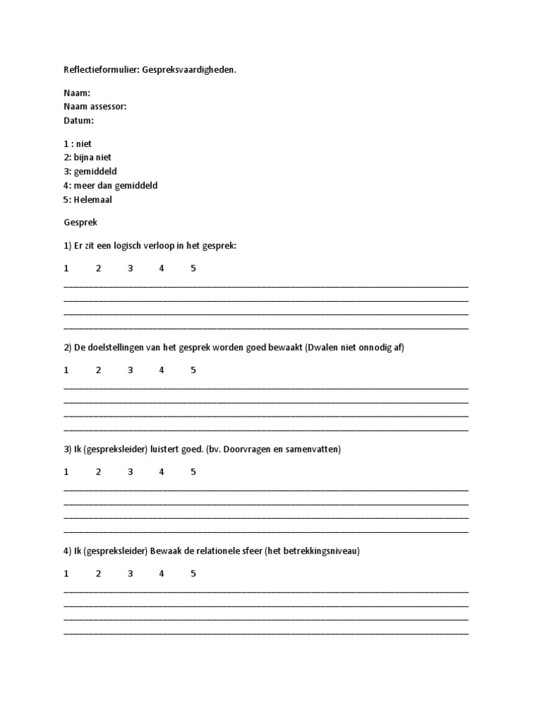 Feedback Formulier Gespreksvoering | PDF
