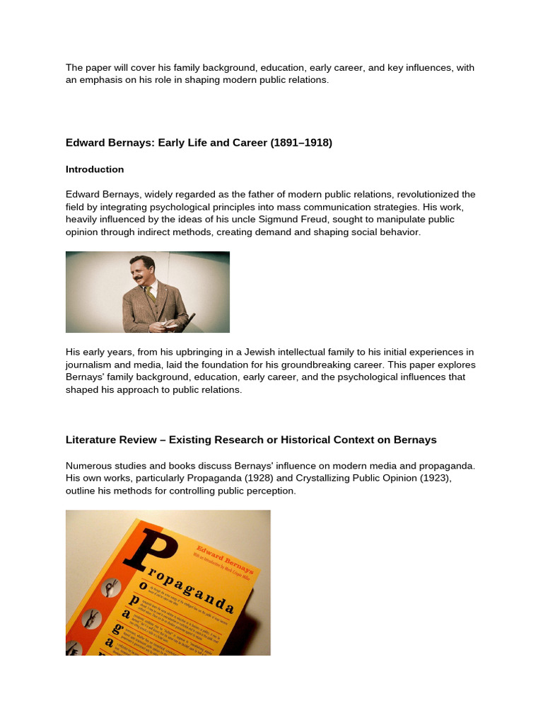 Review On Bernays' Family Background | PDF | Public Relations | Propaganda