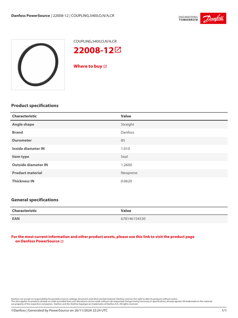 Danfoss Product Details 2024 11 26 | PDF