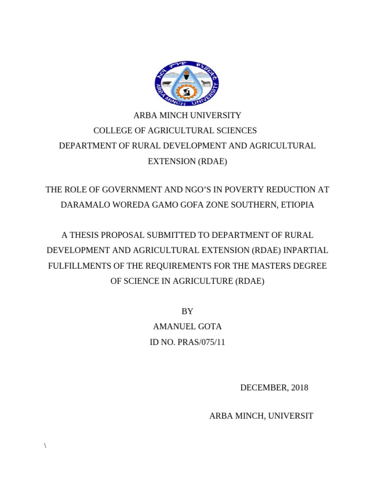 AMNUEL GOTA Priposal Final | PDF | Non Governmental Organization | Food Security
