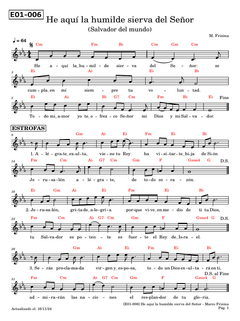 E01-006 - He Aquí La Humilde Sierva Del Señor (Marco Frisina - Salvador ...