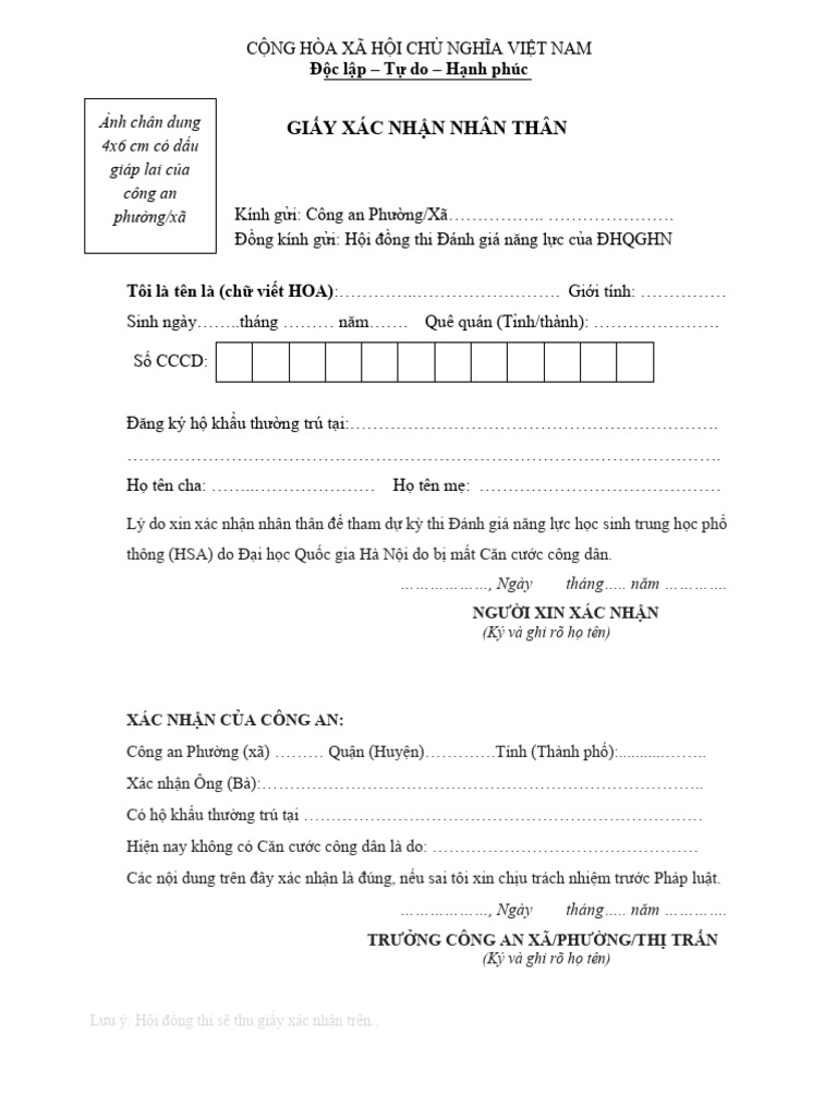 2024-01-28 Giay Xac Nhan Nhan Than | PDF