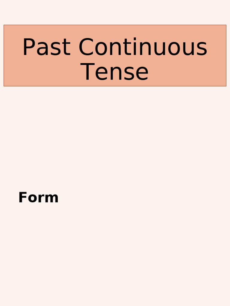 Past Continuous Tense | PDF