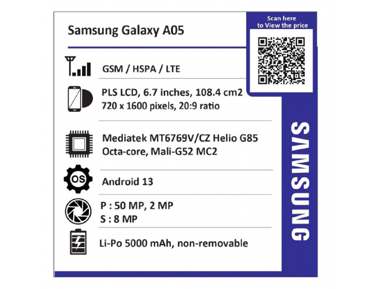 Samsung Galaxy A05 Spec | PDF
