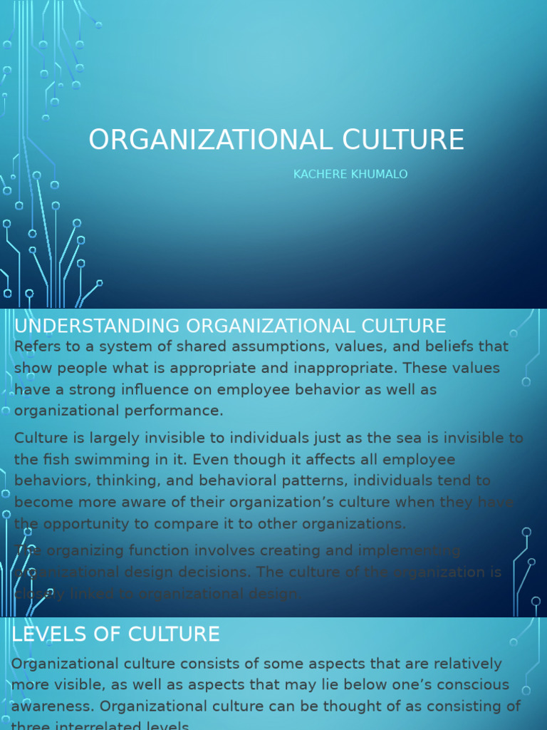 Understanding Organizational Culture | PDF | Organizational Culture ...