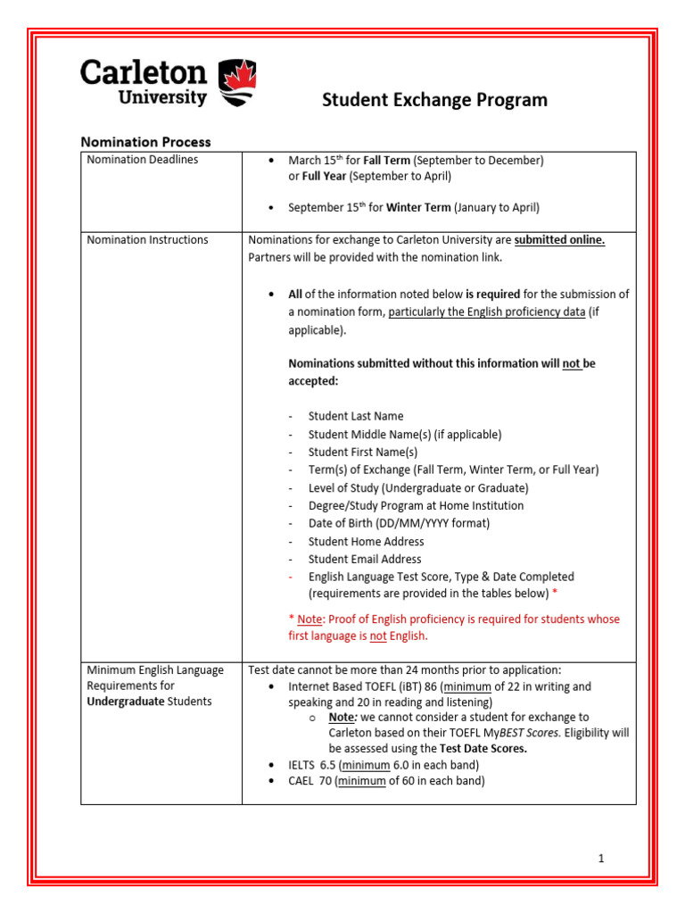 Carleton University - Fact Sheet (General) | PDF | Test Of English As A ...