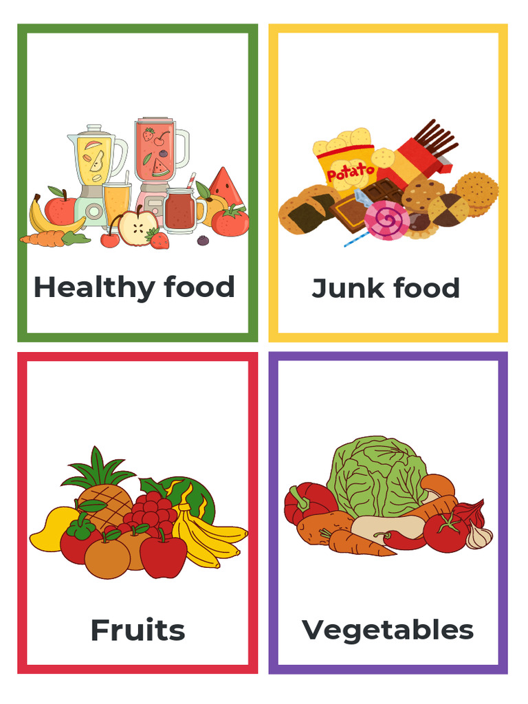 Healthy and Unhealthy Food FLASHCARDS | PDF