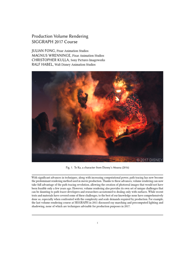 Production Volume Rendering SIGGRAPH 2017 Course: Julian Fong, Magnus Wrenninge, Christopher ...