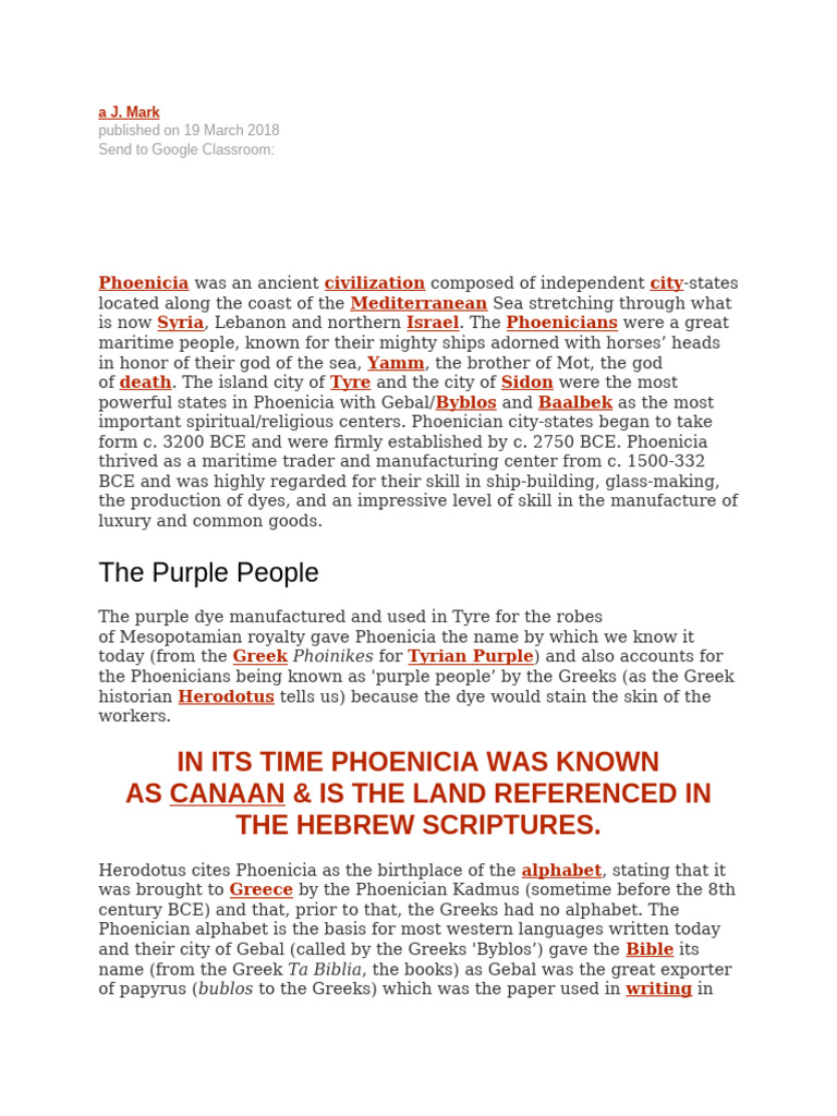 Introduction To World History by Dauda Lawson | PDF | Phoenicia