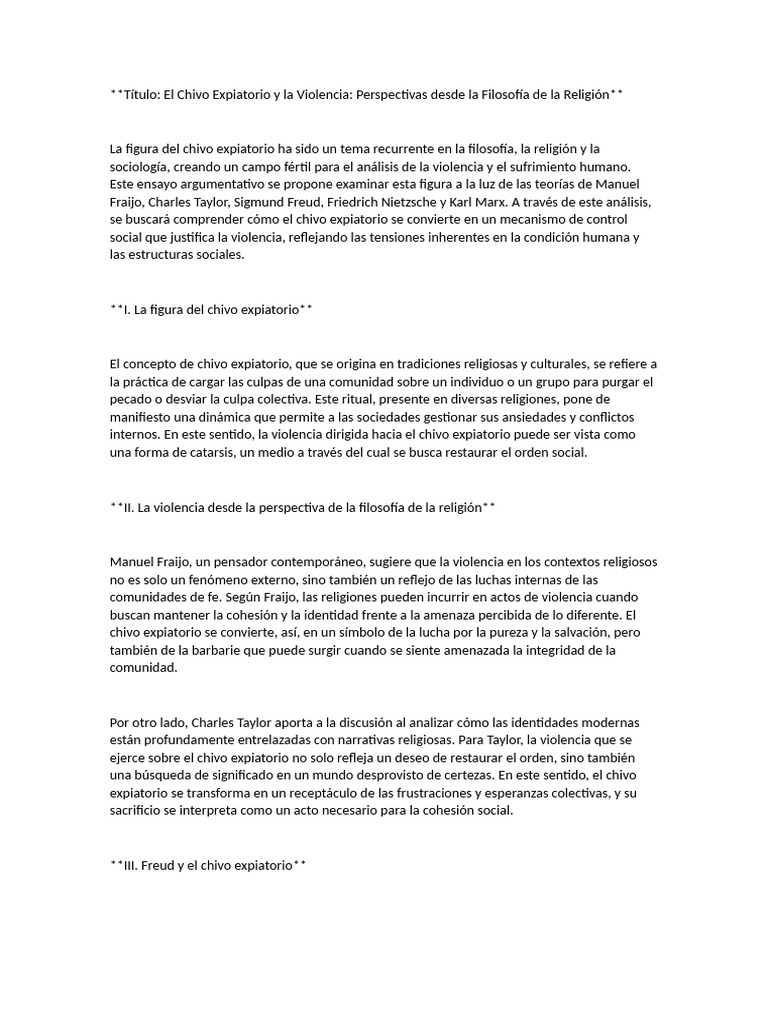 El Chivo Expiatorio | PDF | Violencia | Karl Marx
