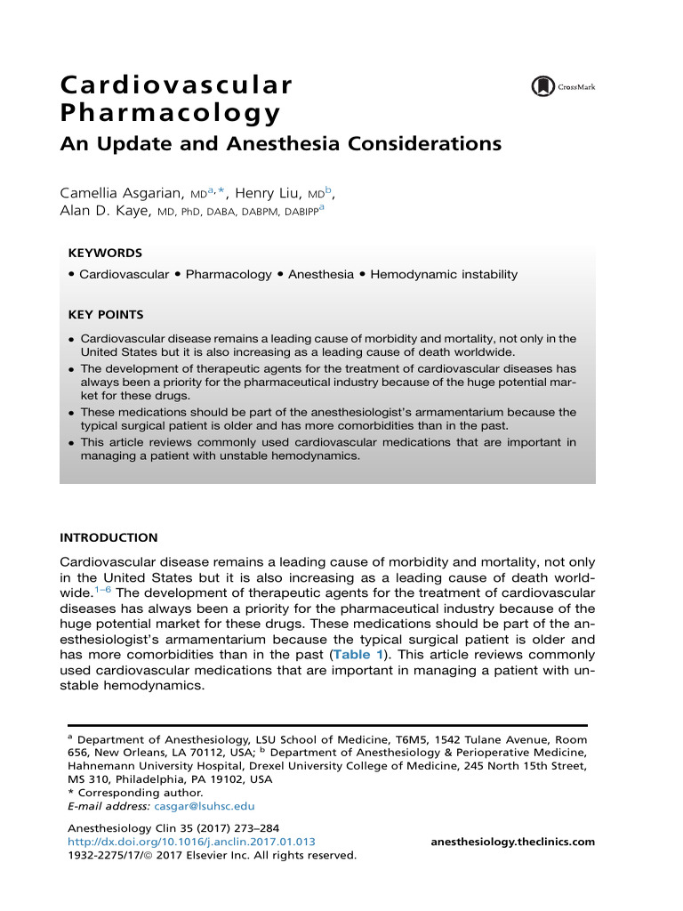 Cardiovascular Pharmacology | PDF | Cardiac Muscle | Muscle Contraction