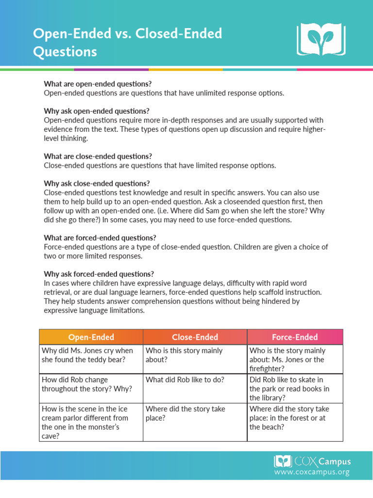 Open-Ended-vs-Closed-Ended-Questions | PDF