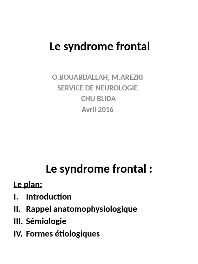 Le Syndrome Frontal | PDF | Cortex préfrontal | Neuroscience