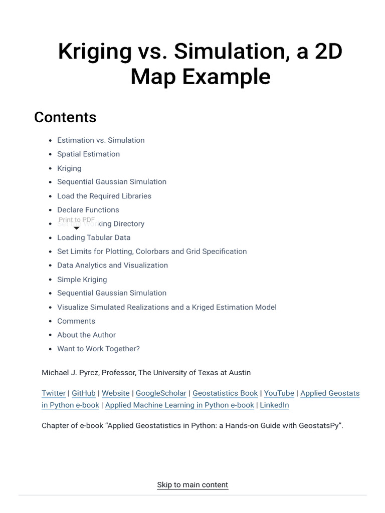 Kriging vs. Simulation, a 2D Map Example — GeostatsPy Well-documented Demonstration ...