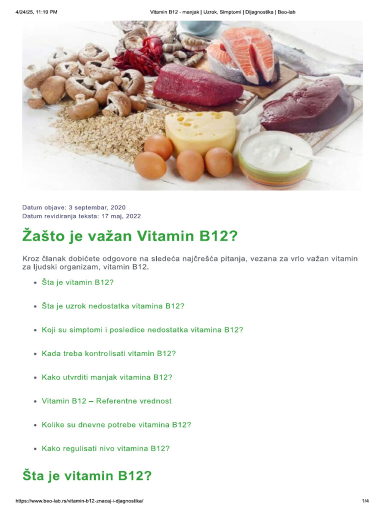Vitamin B I Bitnost | PDF