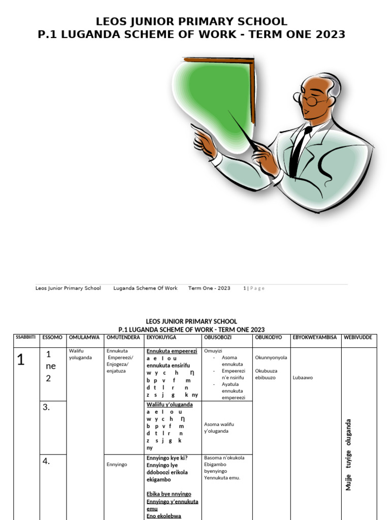 Luganda Scheme of Work Term 1 2023 | PDF | Languages Of Africa | Bantu