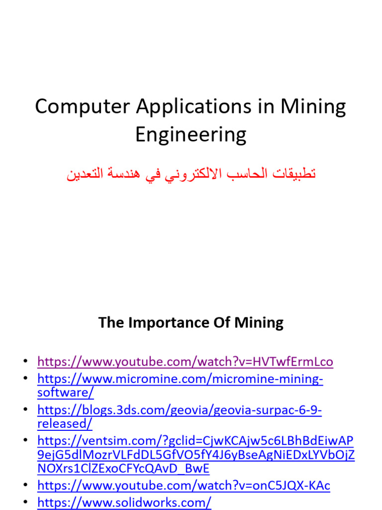Computer Applications in Mining Engineering | PDF