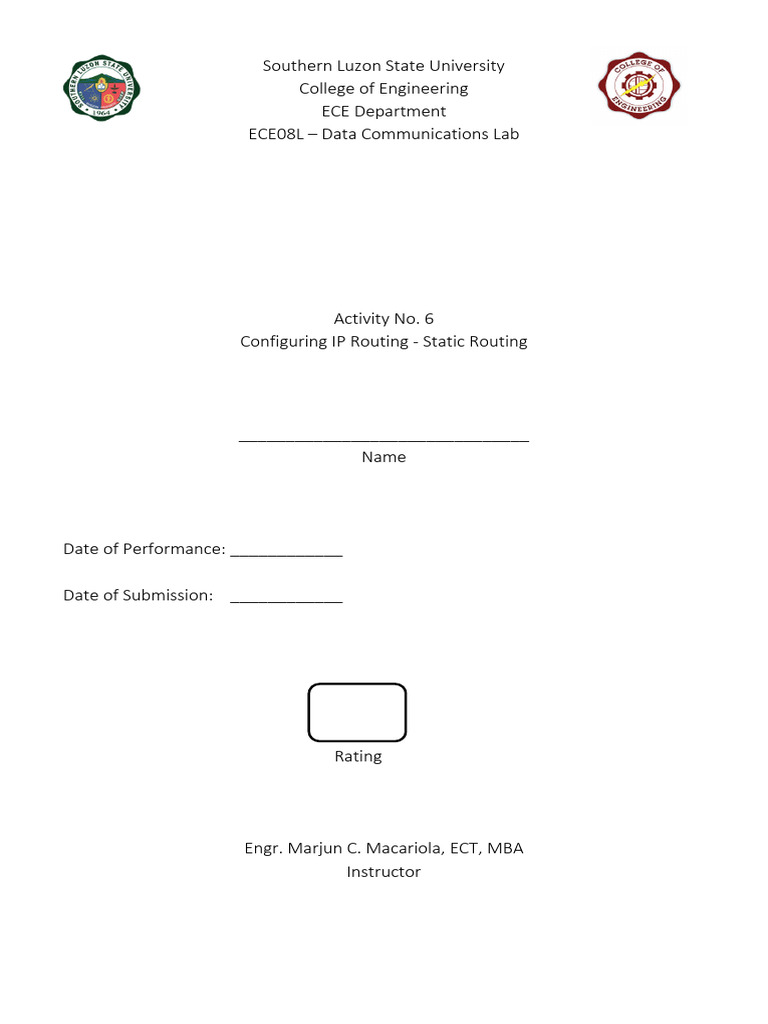 Experiment 6 Static Routing | PDF | Computer Network | Router (Computing)