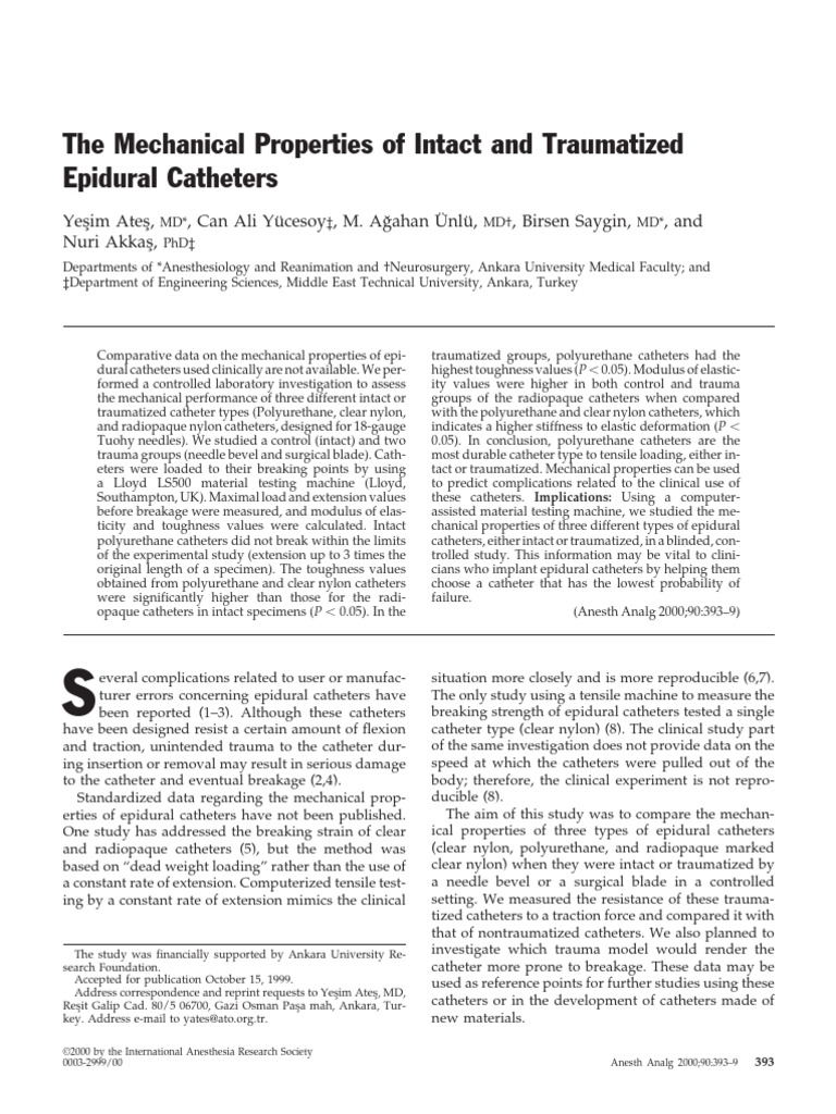 The Mechanical Properties of Intact and Traumatized Epidural | PDF ...