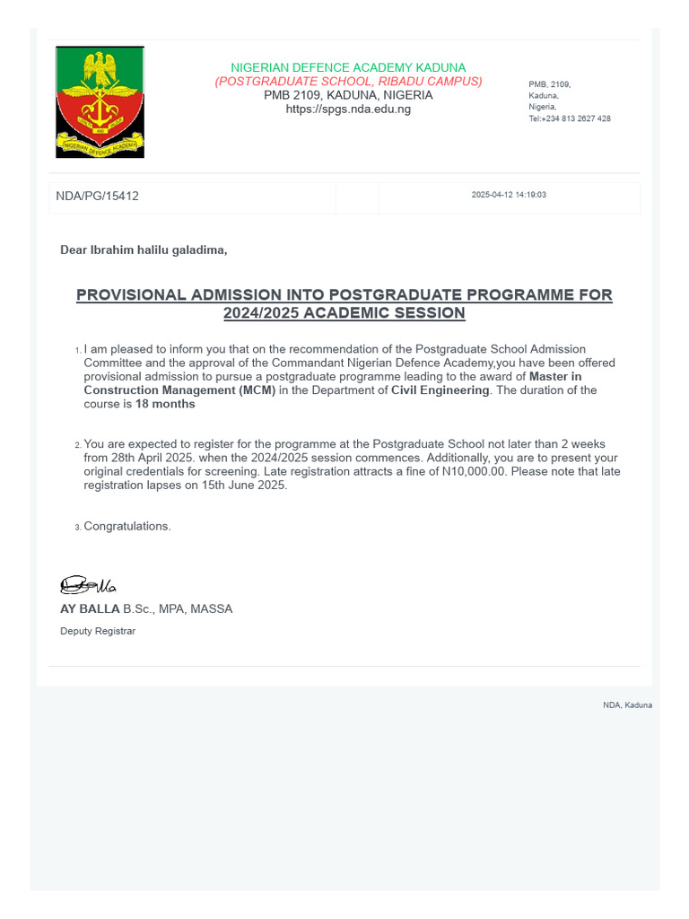 NDA _ Undergraduate Payment Portal | PDF