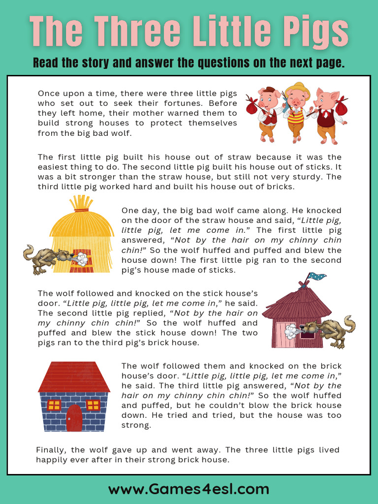 The Three Little Pigs Story | PDF | Children's Literature | European ...