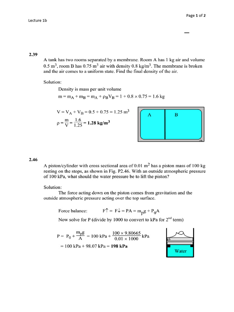 Lecture 1b - Basics of Thermodynamics - Problems | PDF