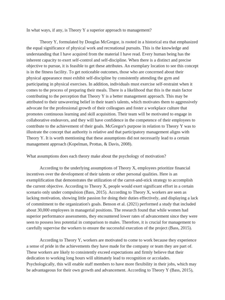 PSY 612 4 1 Discussion Theory X Theory Y and Employee Buy in | PDF | Motivational | Motivation