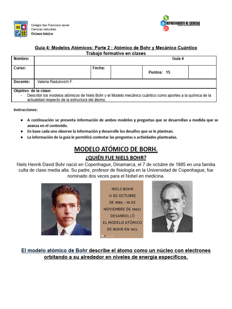 Modelos Atómicos: Bohr y Mecánico Cuántico | PDF | Espectro de emisión ...